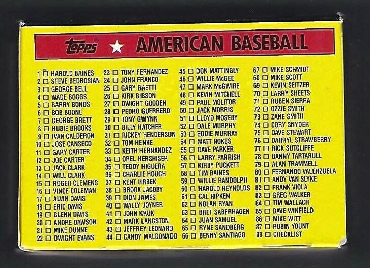 1988 Topps Mini American Baseball Cards 88 Card Set - Etsy