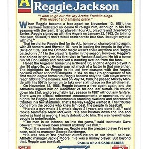 1988 Score Salute to Reggie Jackson Baseball Card Sub-set of 5 Cards NR ...