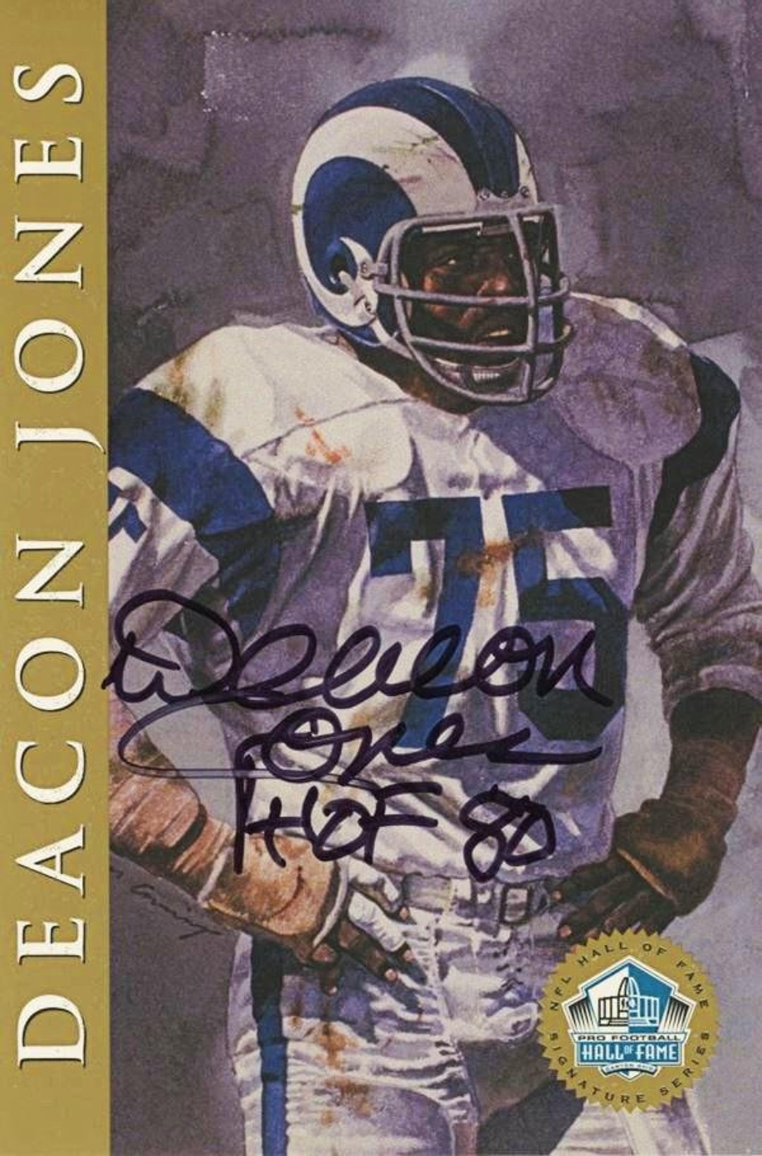 NFL Deacon Jones - Hall of Fame Autographed Ron Mix Gold Edition 4x6 ...