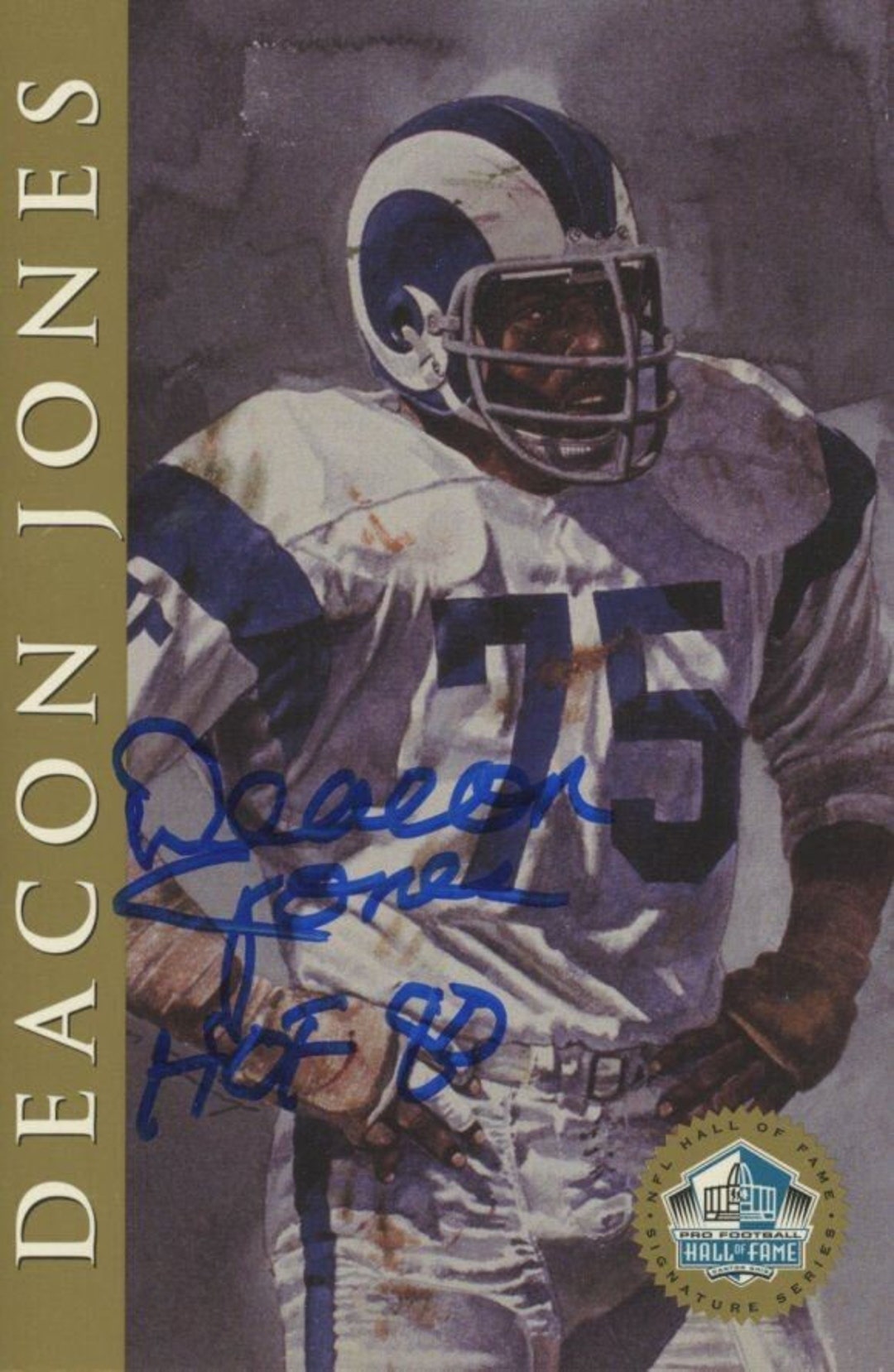 NFL Deacon Jones Hall of Fame Autographed Ron Mix Gold Edition 4x6 ...