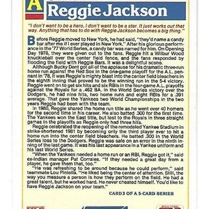 1988 Score Salute to Reggie Jackson Baseball Card Sub-set of 5 Cards NR ...