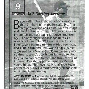 1995 Megacards Cooperstown Collection Babe Ruth Card #'s 8 & 9 Long ...
