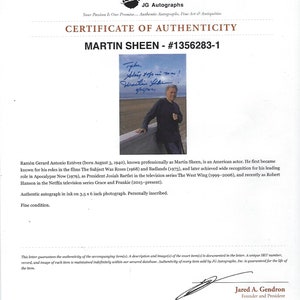 Actor Martin Sheen - Iconic American Actor - Autographed Commemorative ...