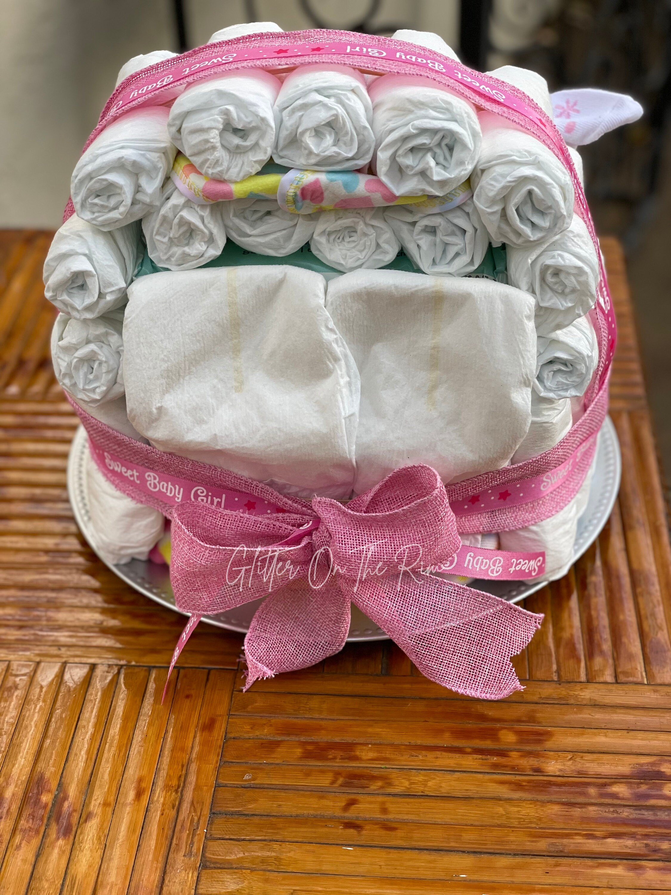 Decorated Baby Diaper Bassinet cake Gender Reveal or Baby Shower ...
