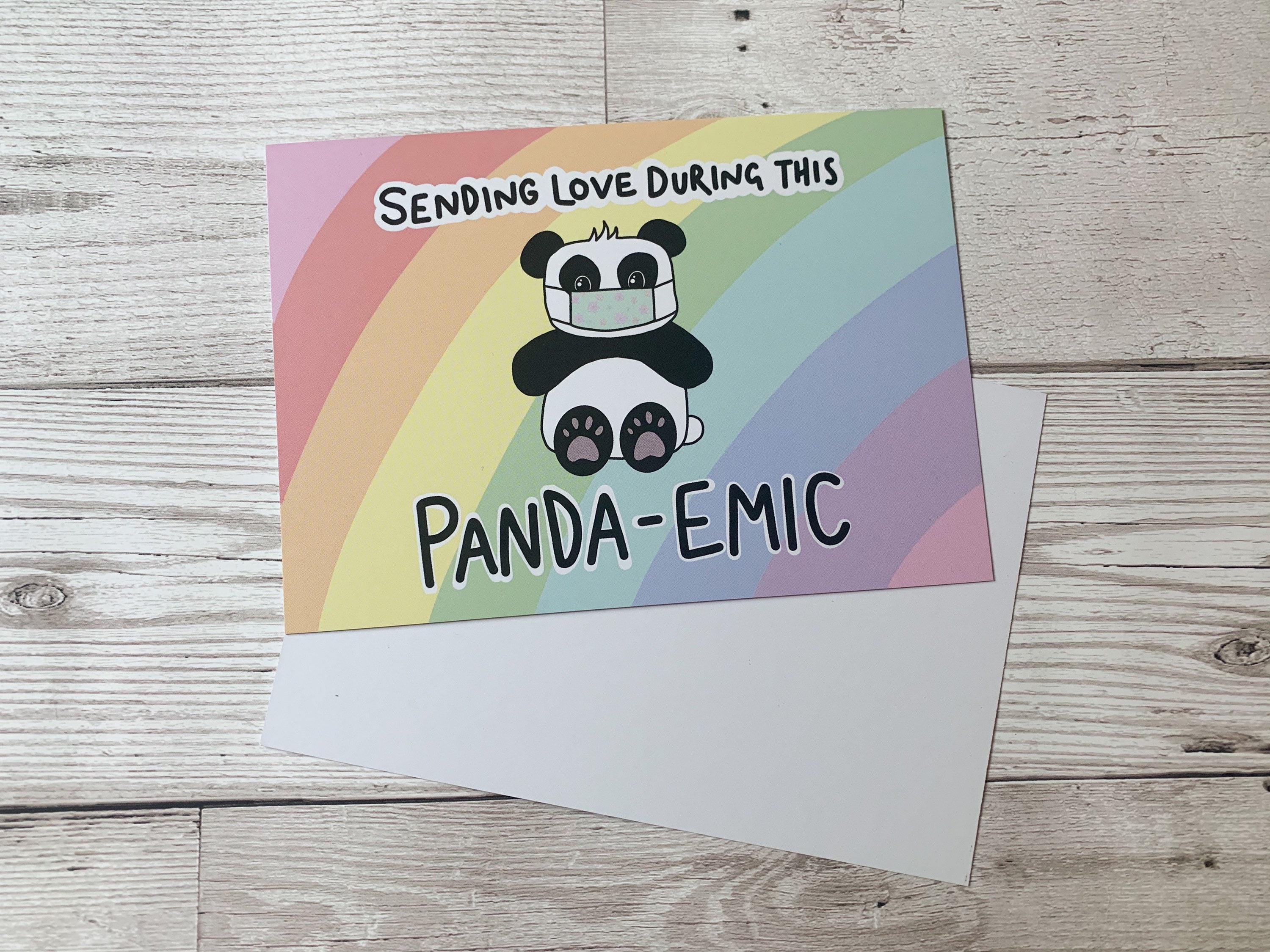 Pastel Rainbow Social Distancing Postcards Cute Panda - Etsy