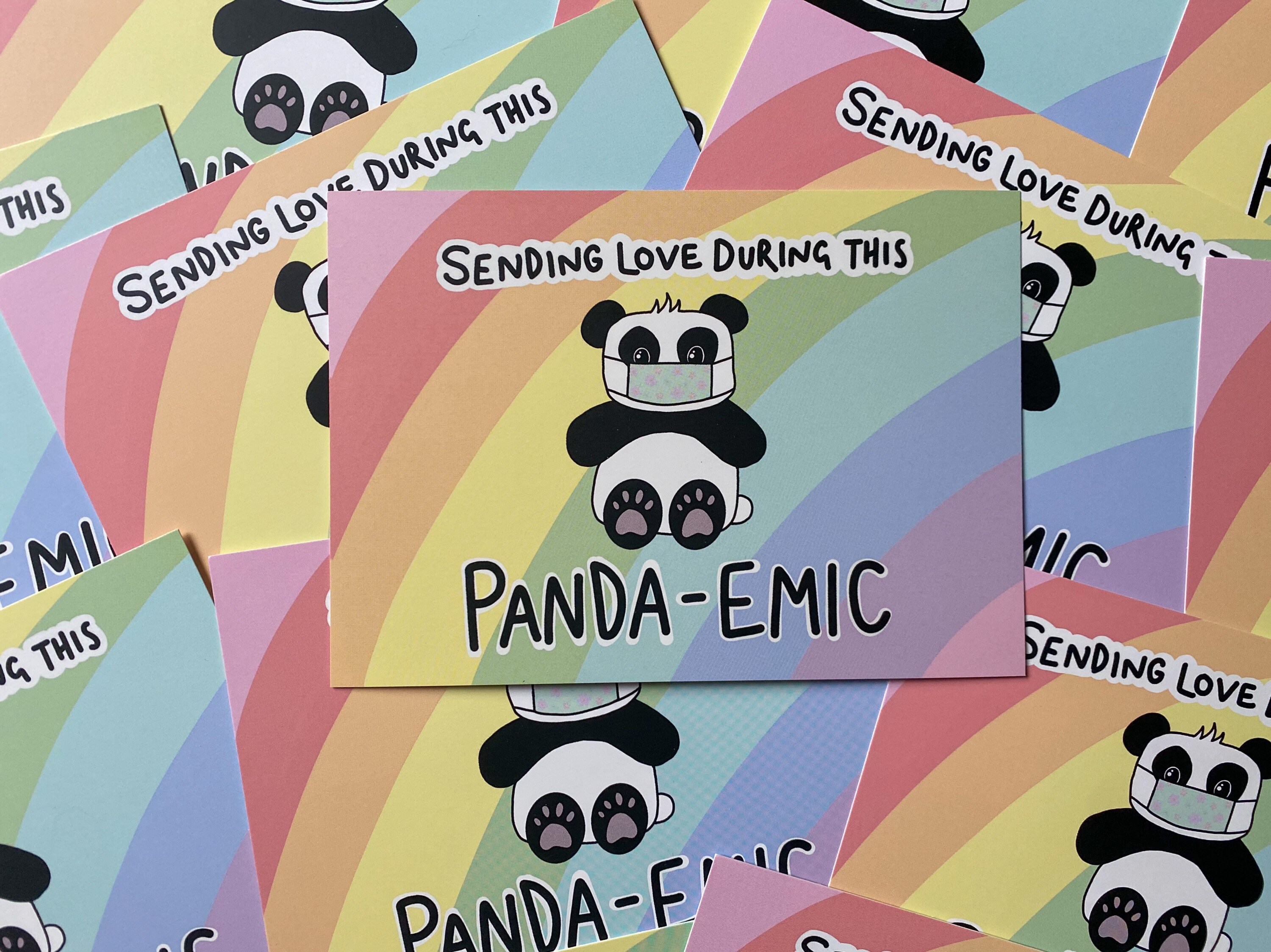 Pastel Rainbow Social Distancing Postcards Cute Panda - Etsy