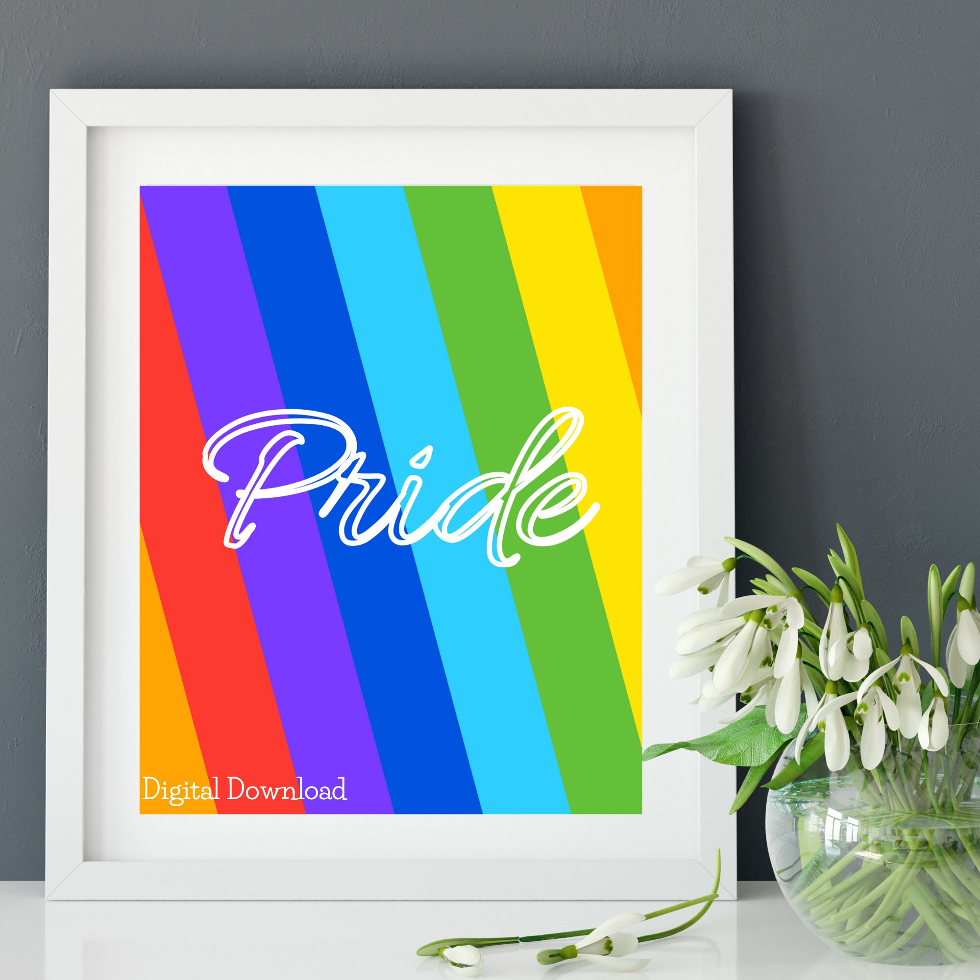 Pride Art Print With Rainbow Background LQTBQ Art Prints - Etsy