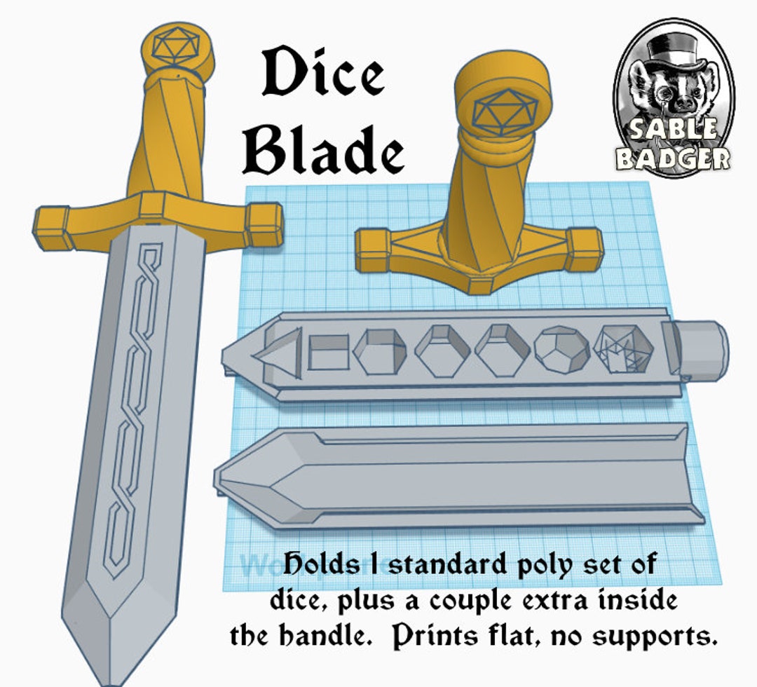 Dice Display Sword, Dice Storage, 3d Printed Sword for Displaying Your ...