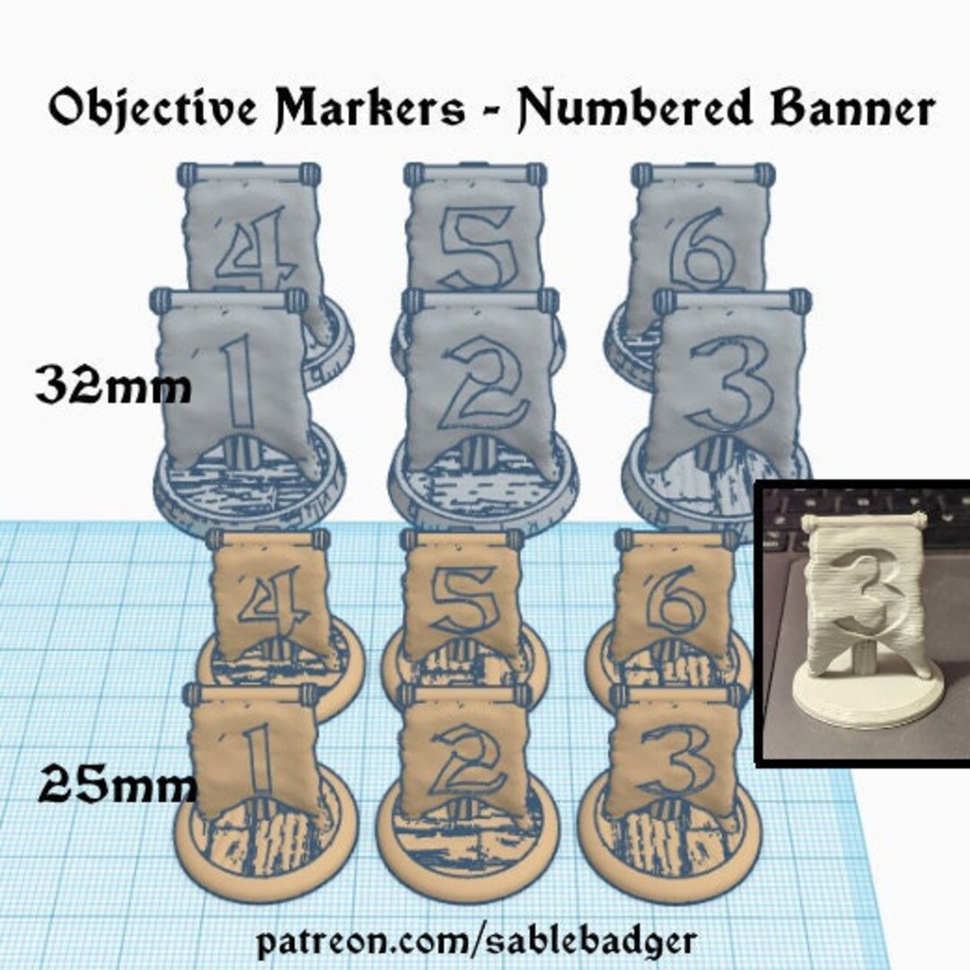 Objective Markers for Board Games Numbered 1-6, 20, 25 and 32 Mm Sizes ...