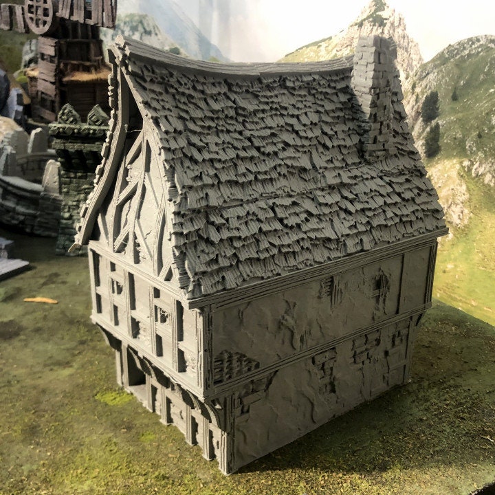 Large Fantasy timber row house in 28 mm scale for wargaming | Wargaming ...