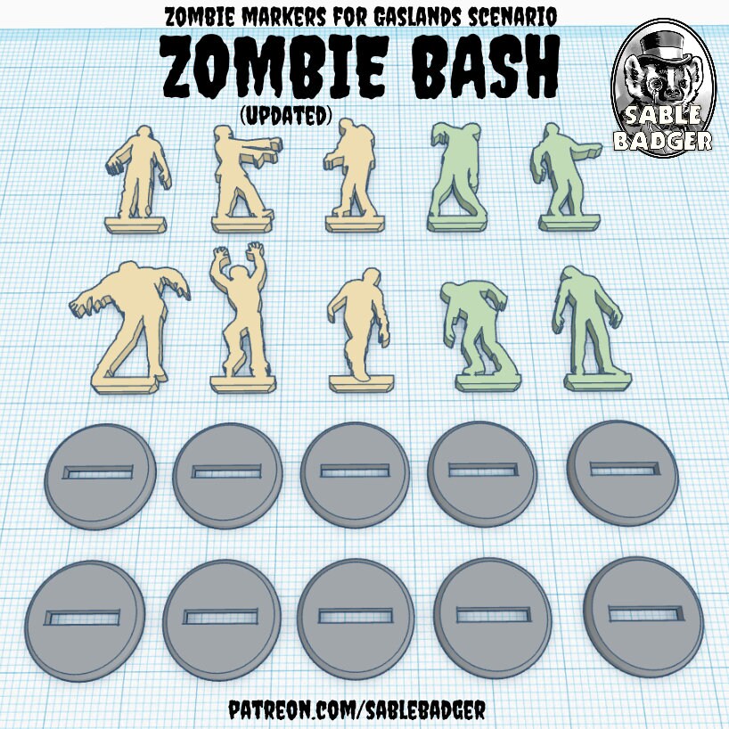 Gaslands Zombie Bash Zombie Set With Zombie Box, Printed in PLA Plastic Apocalyptic Zombie Games ...