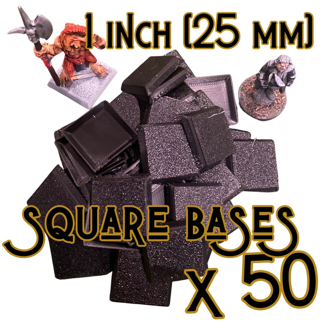25 Mm, 1 Inch, Square Bases for Fantasy Ttrpg Games Like Warhammer ...