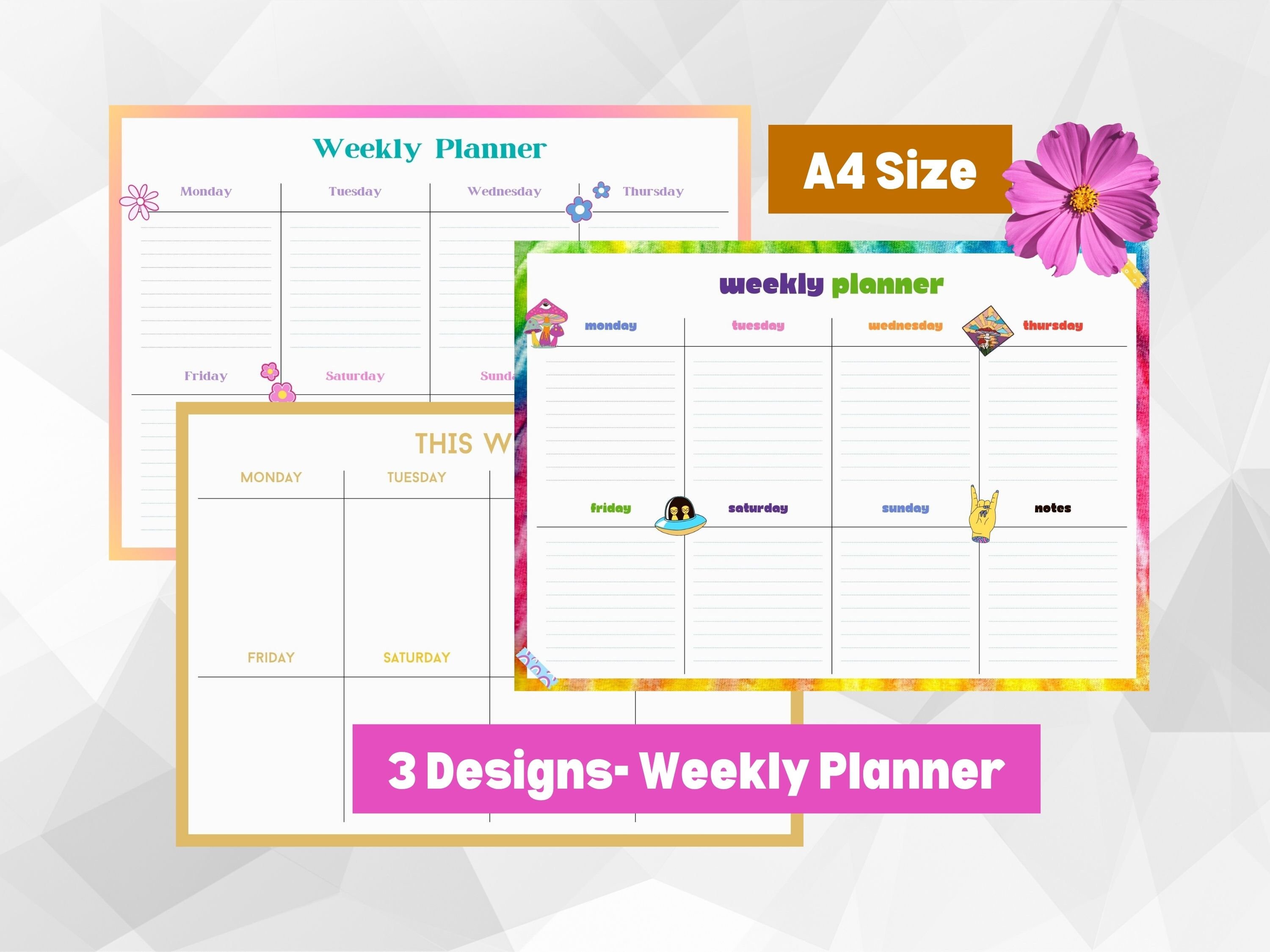 Weekly Planner Printables INSTANT DOWNLOAD A4 Size 8.3 X 11.7 Inches ...