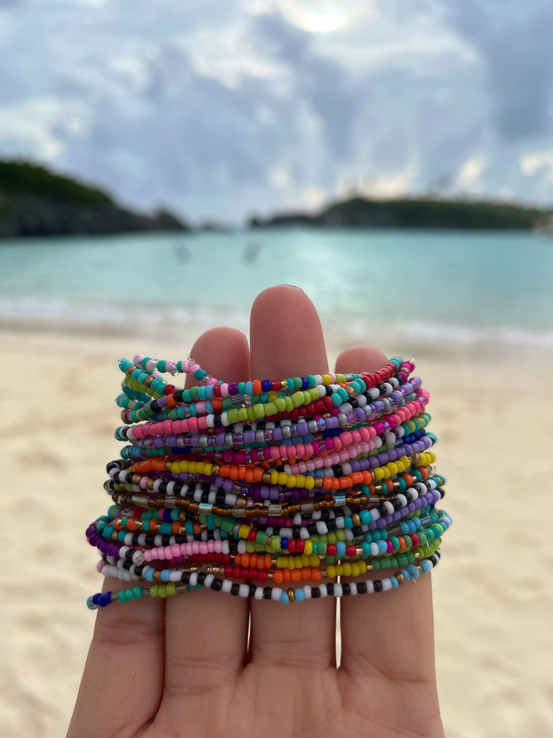Set of 6 Boho Rainbow Beaded Bracelets, Colorful Stretch Stackable ...