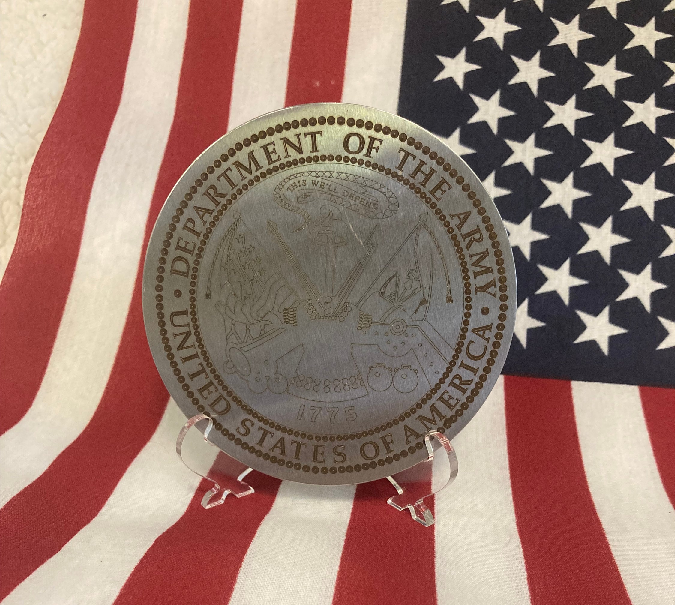 Military Army Logo Coasters-set of Six Stainless Steel Drink Coasters ...