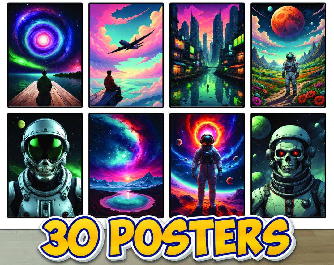 Astronaut Space Galaxy Posters - Aerospace Themed Art - Room Decor for ...