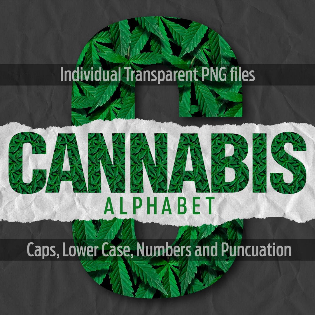 CANNABIS Alphabet #125: Printable Transparent Png Files- Clip Art- Cut ...