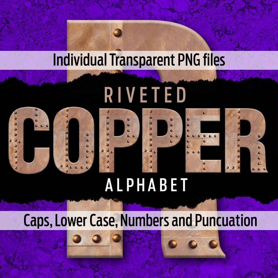 RIVETED COPPER Alphabet #57: Printable Transparent Png Files - Clip Art ...