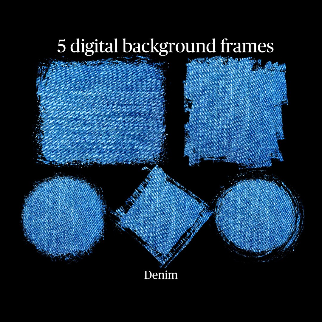 DIGITAL BACKGROUND FRAMES: Set 18 (denim) - Png - Clip Art - Cut File ...