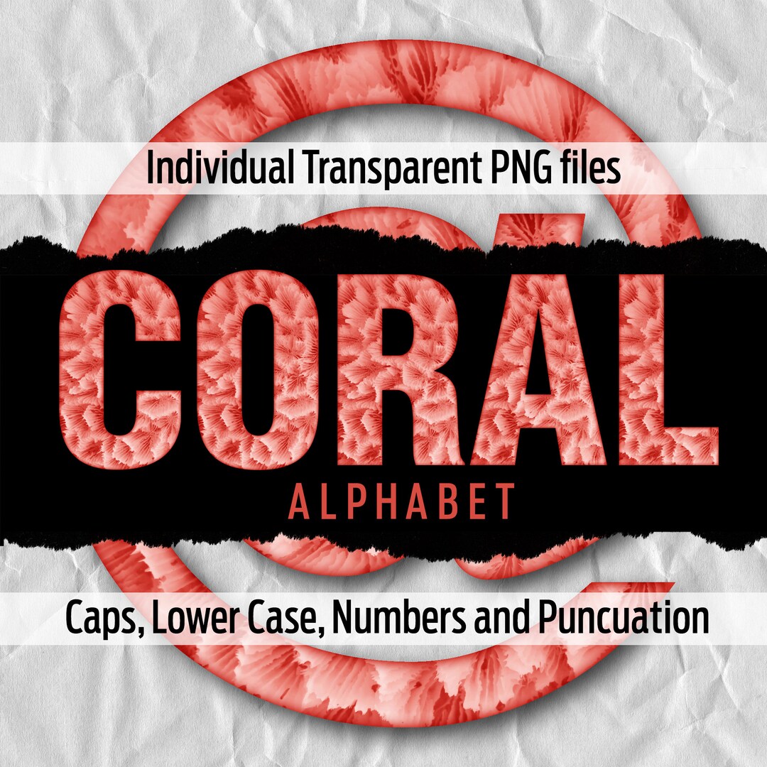 CORAL Alphabet 68: Printable Transparent Png Files Clip Art Cut Files ...