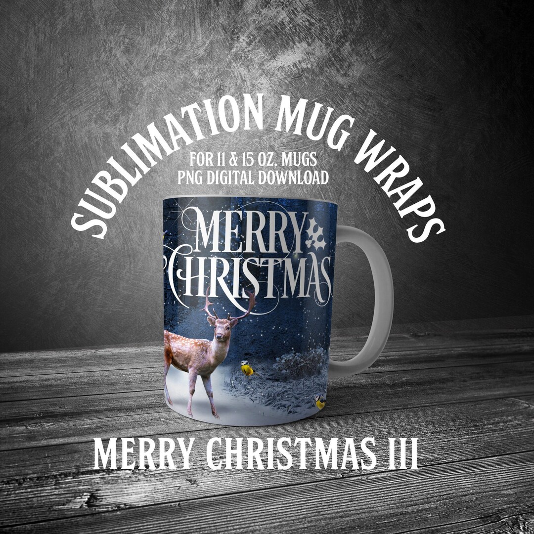 MERRY CHRISTMAS III: Printable Mug Wrap Sublimation Design #22. for ...