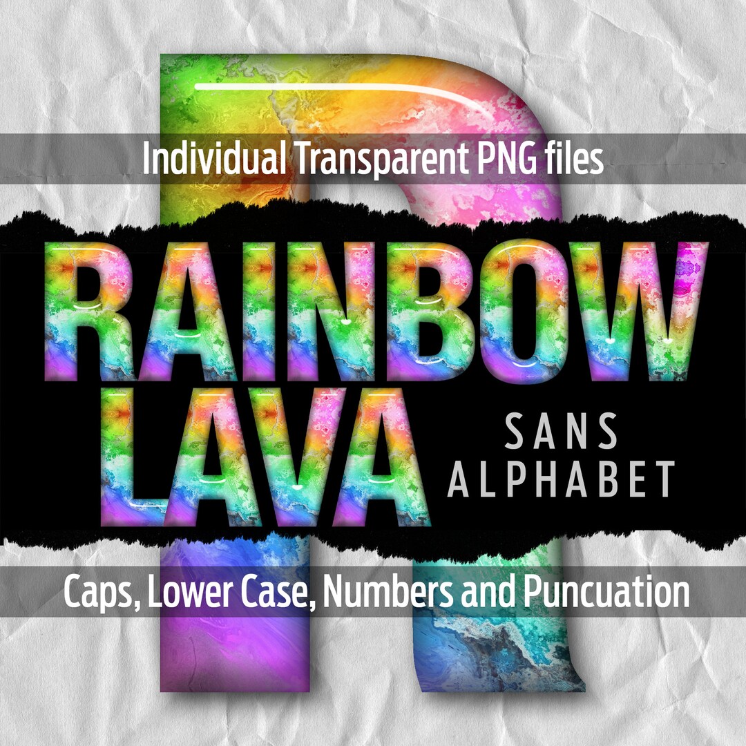 RAINBOW LAVA SANS Alphabet #96: Printable Transparent Png Files - Clip ...