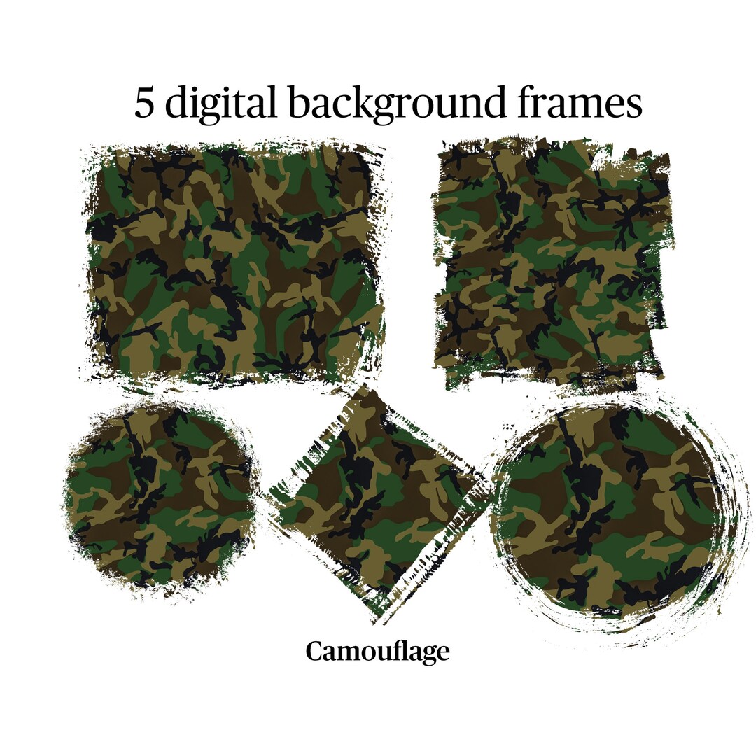 DIGITAL BACKGROUND FRAMES: Set 42 (camo) - Png - Clip Art - Cut File ...