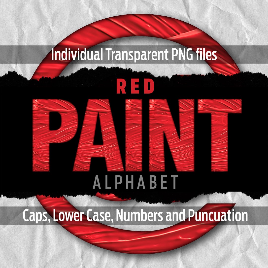 RED PAINT Alphabet #64: Printable Transparent Png Files - Clip Art ...