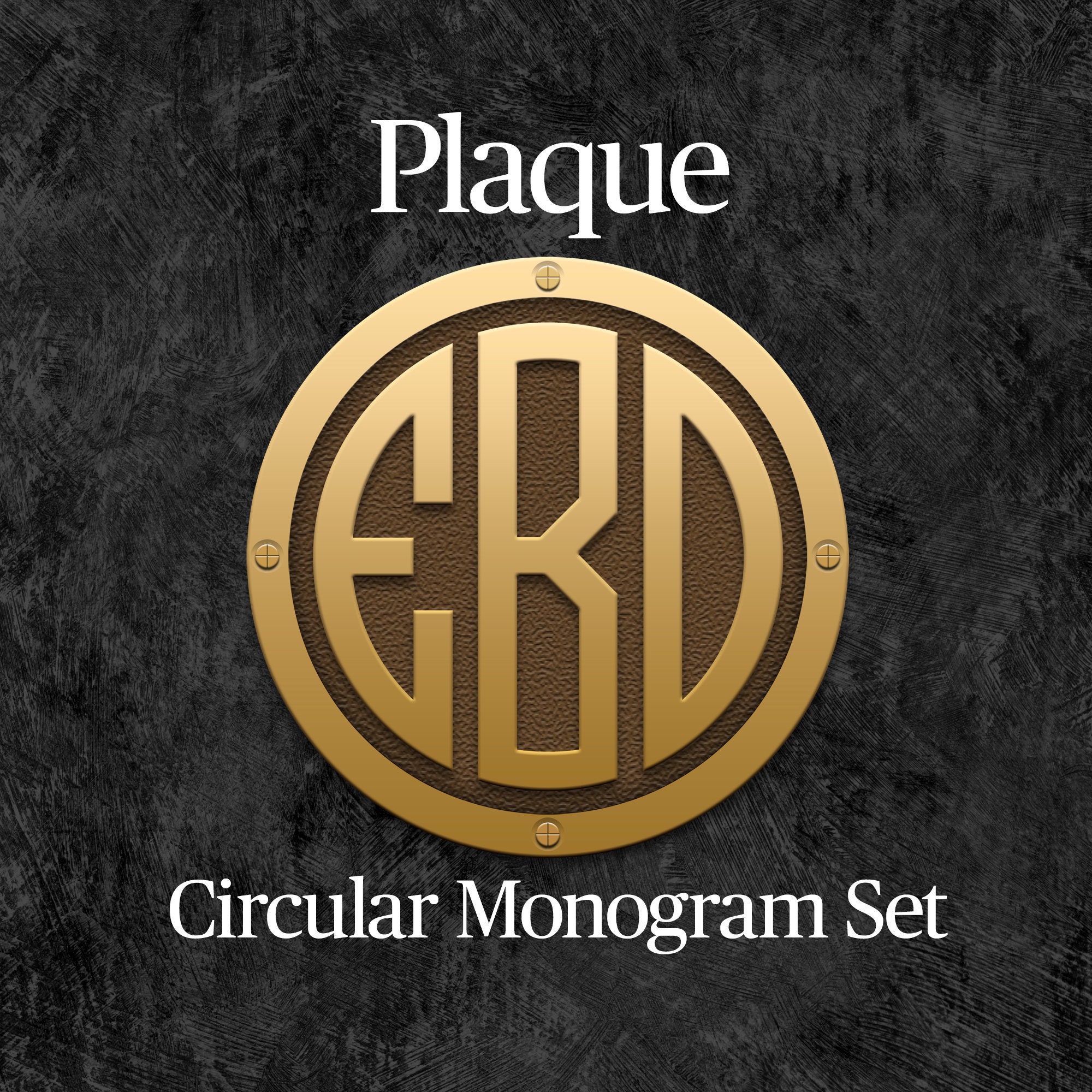 Plaque Circular Monogram Set Transparent Png Files for - Etsy