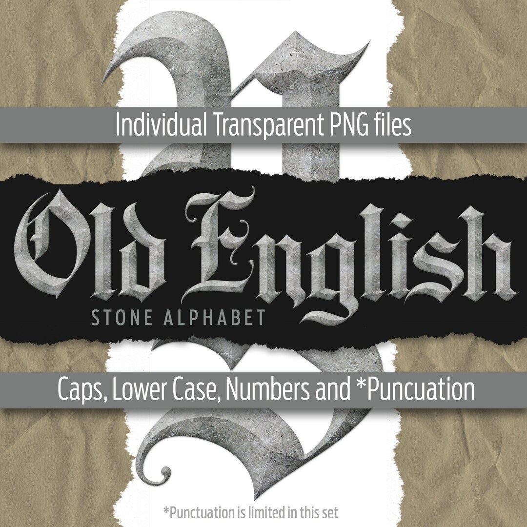 STONE OLD ENGLISH Alphabet #3: Printable Transparent Png Files - Clip ...