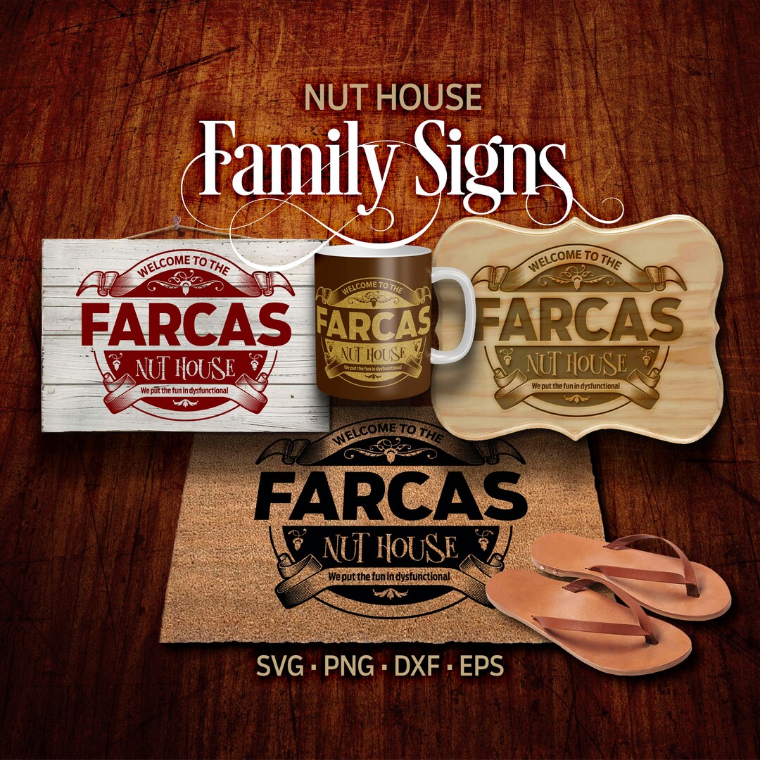 FAMILY SIGN Nut House svg, Png, Eps, Dxf Laser Engraving, Cricut Vector ...