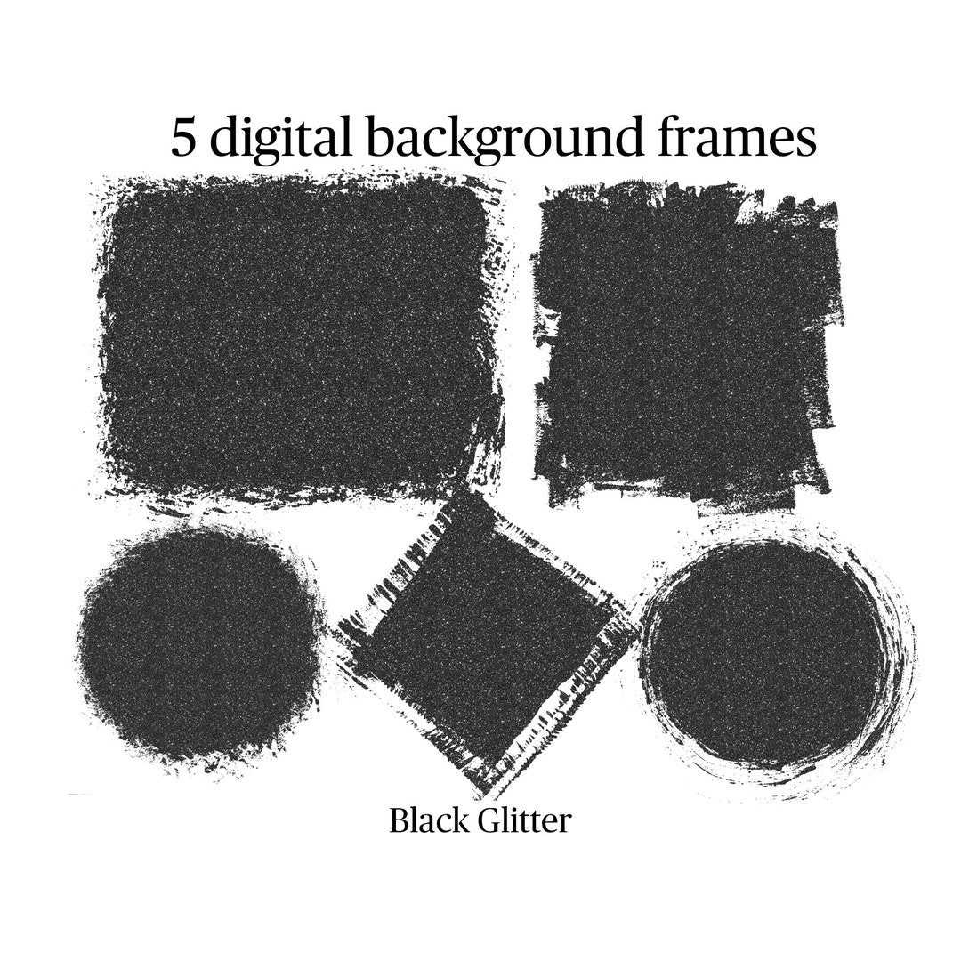 DIGITAL BACKGROUND FRAMES: Set 8 (black Glitter) - Png - Clip Art - Cut ...