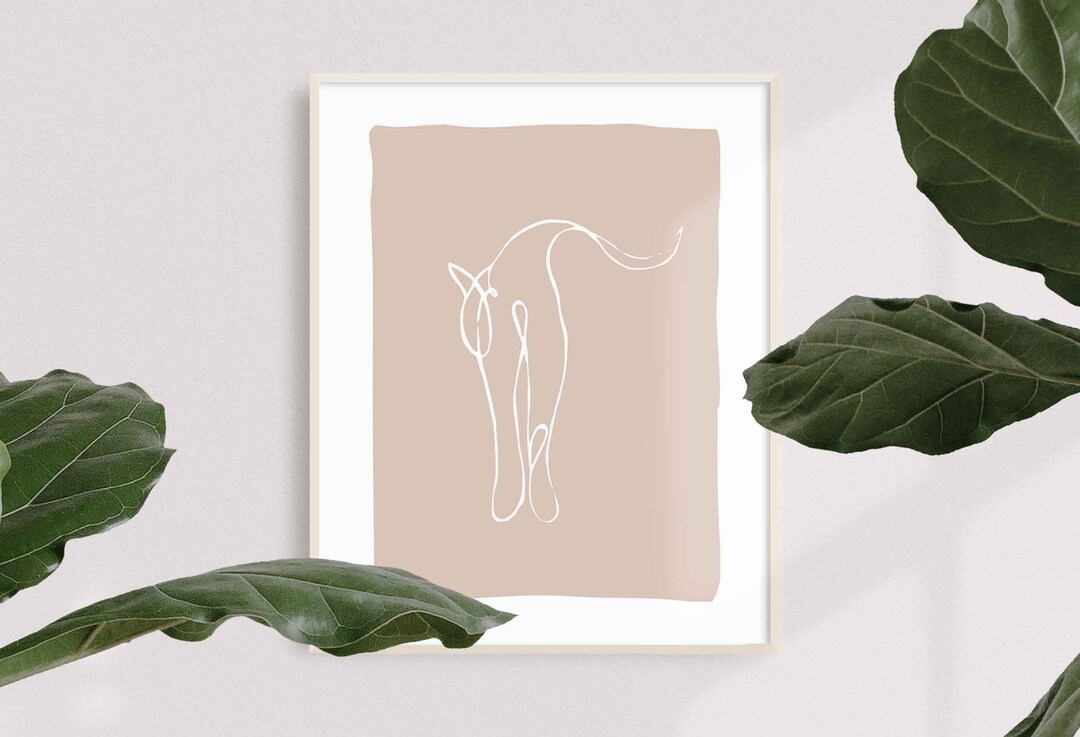 Cat Walking Line Art, Simple Line Art, Instant Download, Feminine Line ...