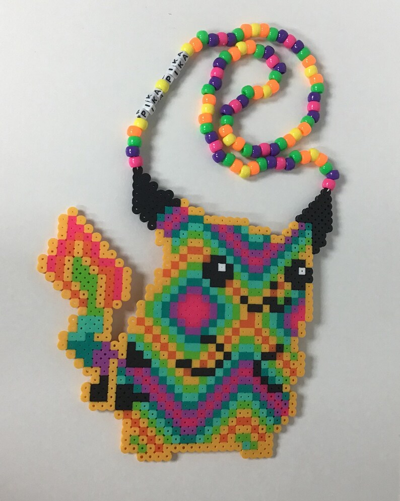 Trippy Pikachu Perler Kandi Necklace / Rave Pikachu / EDM / | Etsy Trippy Pikachu Perler Kandi Necklace / Rave Pikachu / EDM / | Etsy