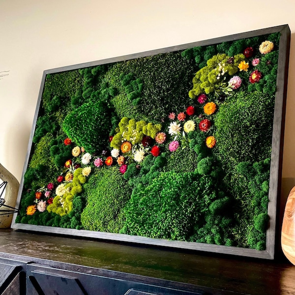 Wood Moss Wall Art Moss Art Wall Decor Preserved Moss Art Etsy Canada