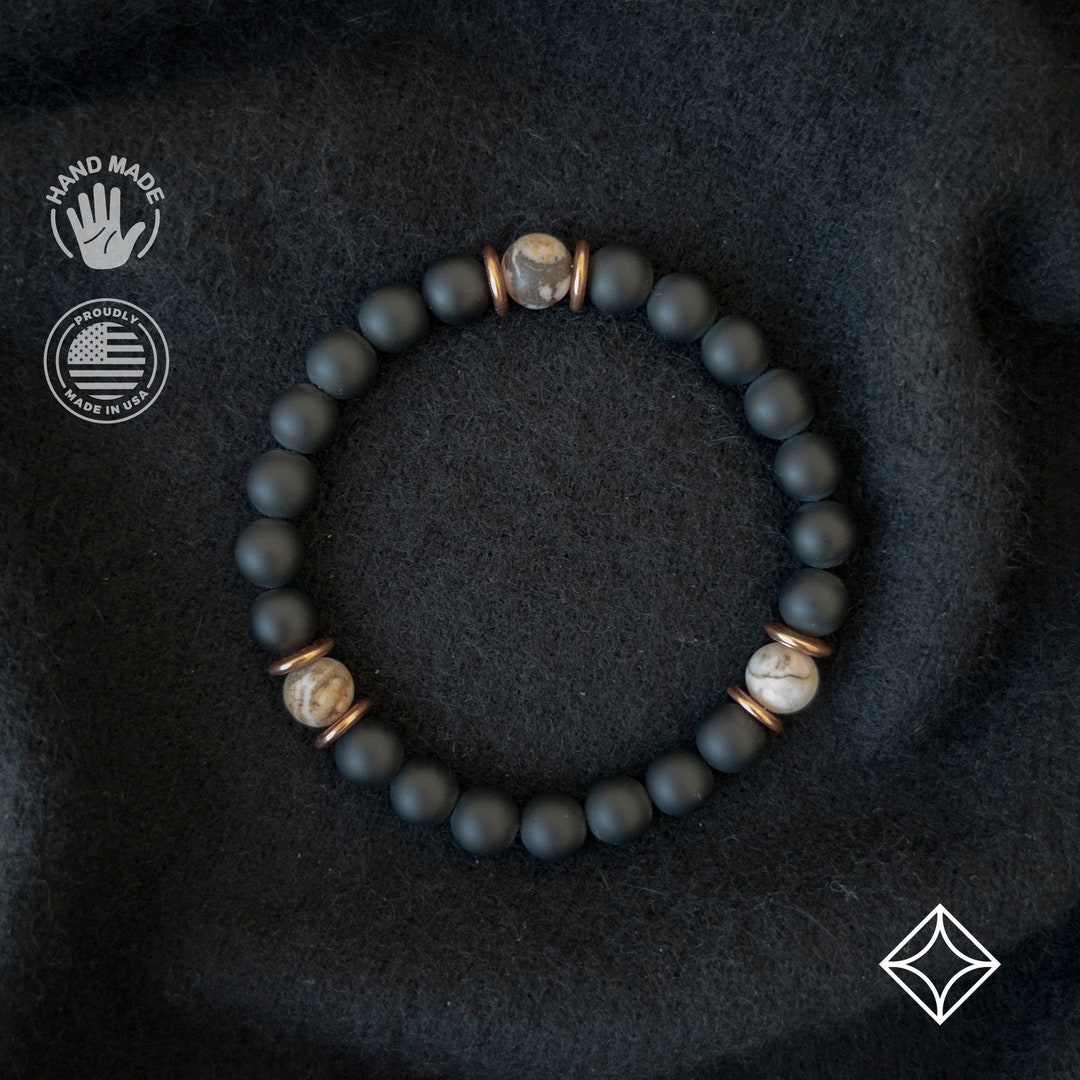 Mens Bracelet Bead • Stress Relief Wooden Opal Bracelet • Grounding and ...