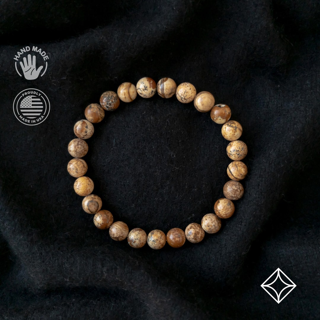 Sand Jasper Bracelet - Men Bracelet - Men Jewelry - Stretch Bracelet ...