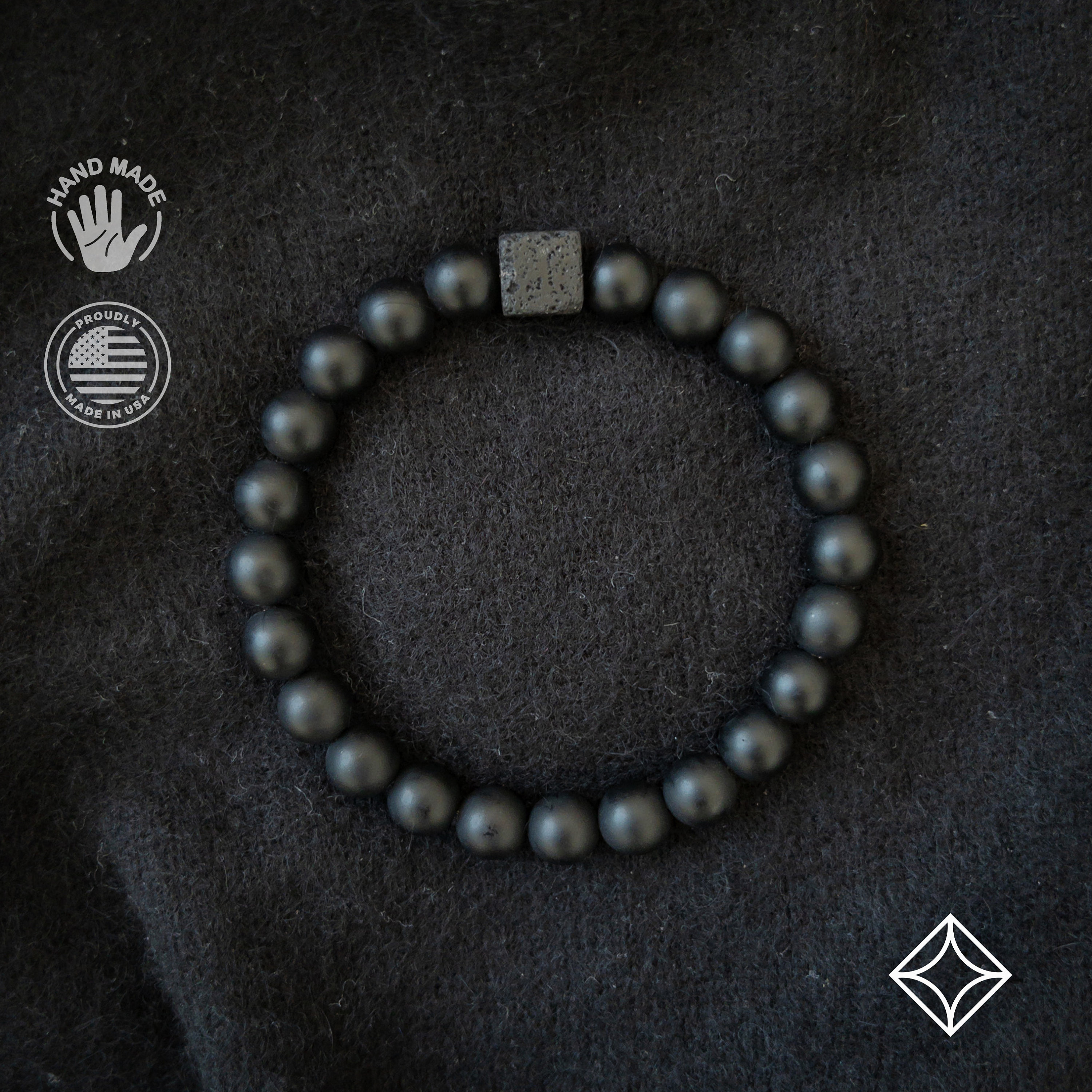Matte Black Onyx With Cube Lava Balance Bracelet, Mens Bracelet, Womens ...