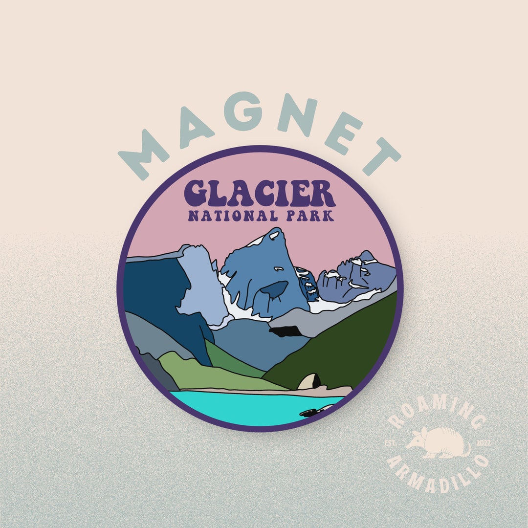 Retro Glacier National Park Montana Magnet : Matte Decorative - Etsy