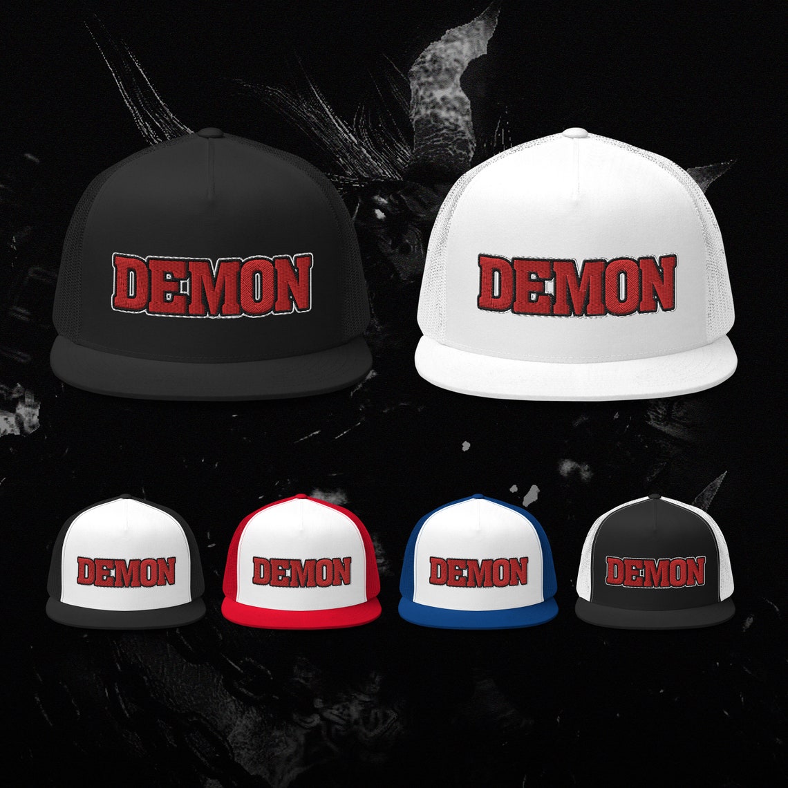 DEMON Trucker Hat Devil Trucker Hat Oni Mesh Trucker Hat 2 - Etsy
