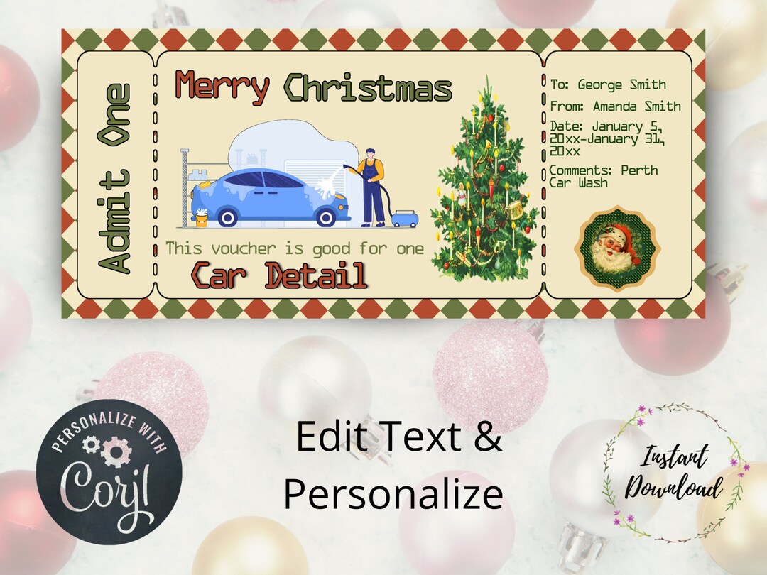 Editable Car Detail Christmas Voucher, Gift Certificate, Gift Voucher ...
