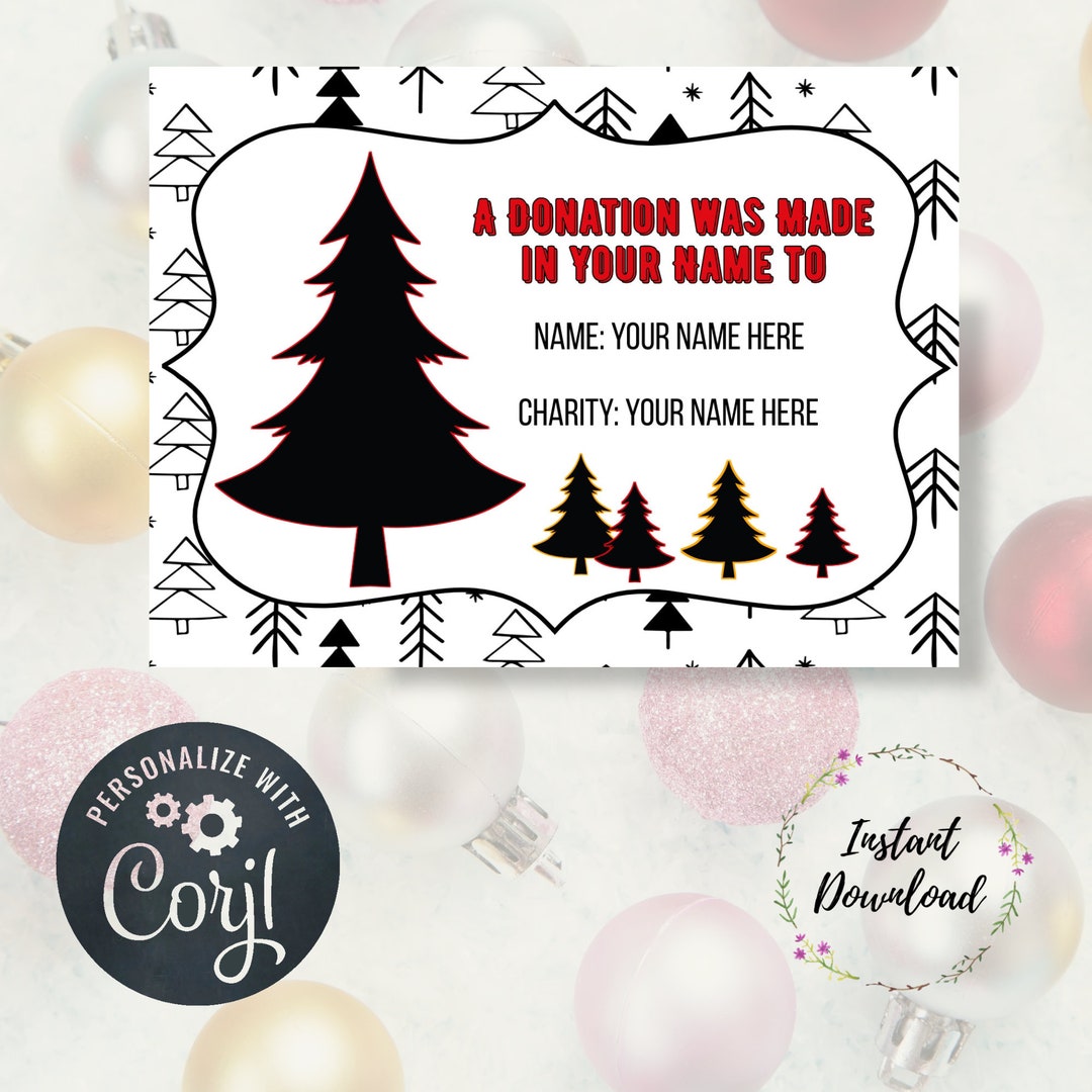 Editable Christmas Donation & Contribution Card, Christmas Charity ...