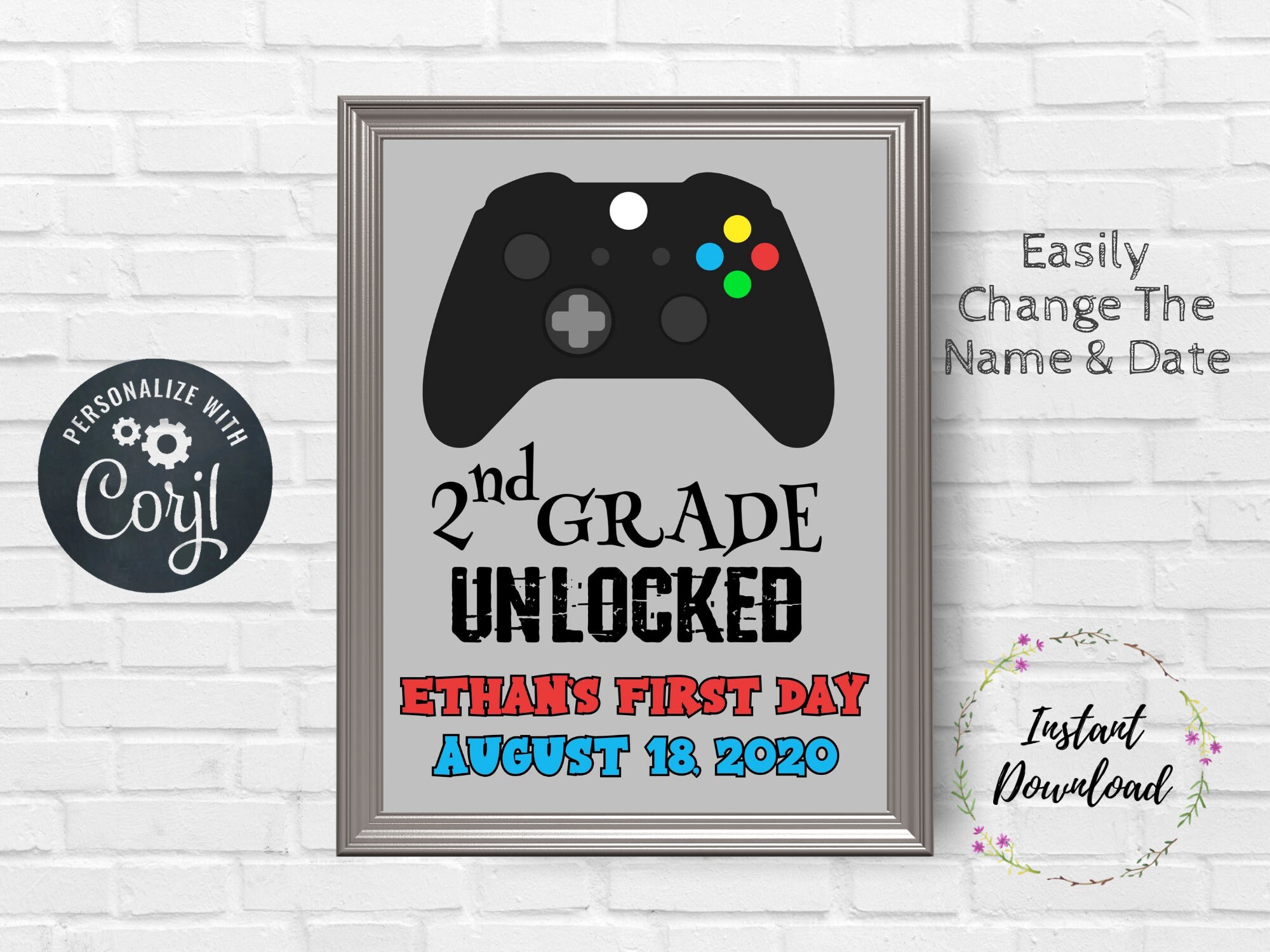 Editable Video Game Back to School Sign, Gamer, 1st Day of School,diy ...
