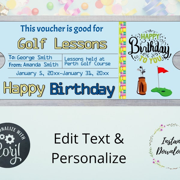 Golf Voucher Template - Etsy