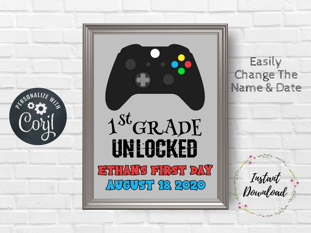 Editable Video Game Back to School Sign, Gamer, 1st Day of School, DIY ...