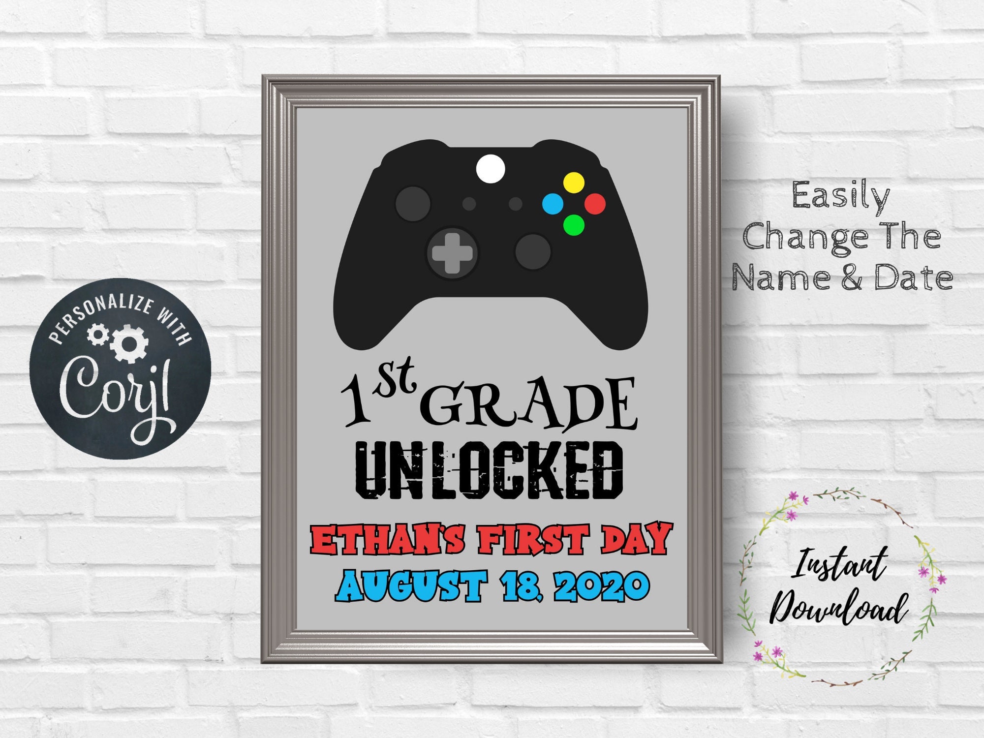 Editable Video Game Back to School Sign, Gamer, 1st Day of School, DIY ...