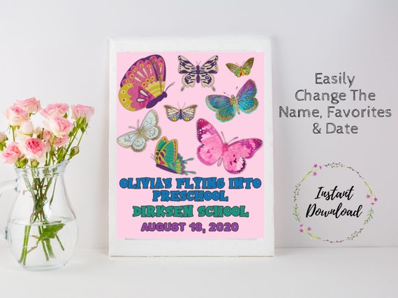 Editable Butterfly Back to School Sign Preschool Pre-k - Etsy