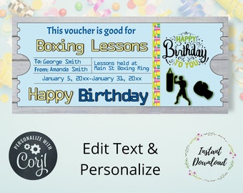 Boxing Lessons Gift Certificate Template - Etsy
