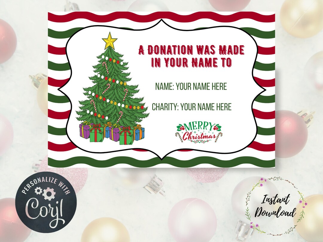 Editable Christmas Donation & Contribution Card, Christmas Charity ...