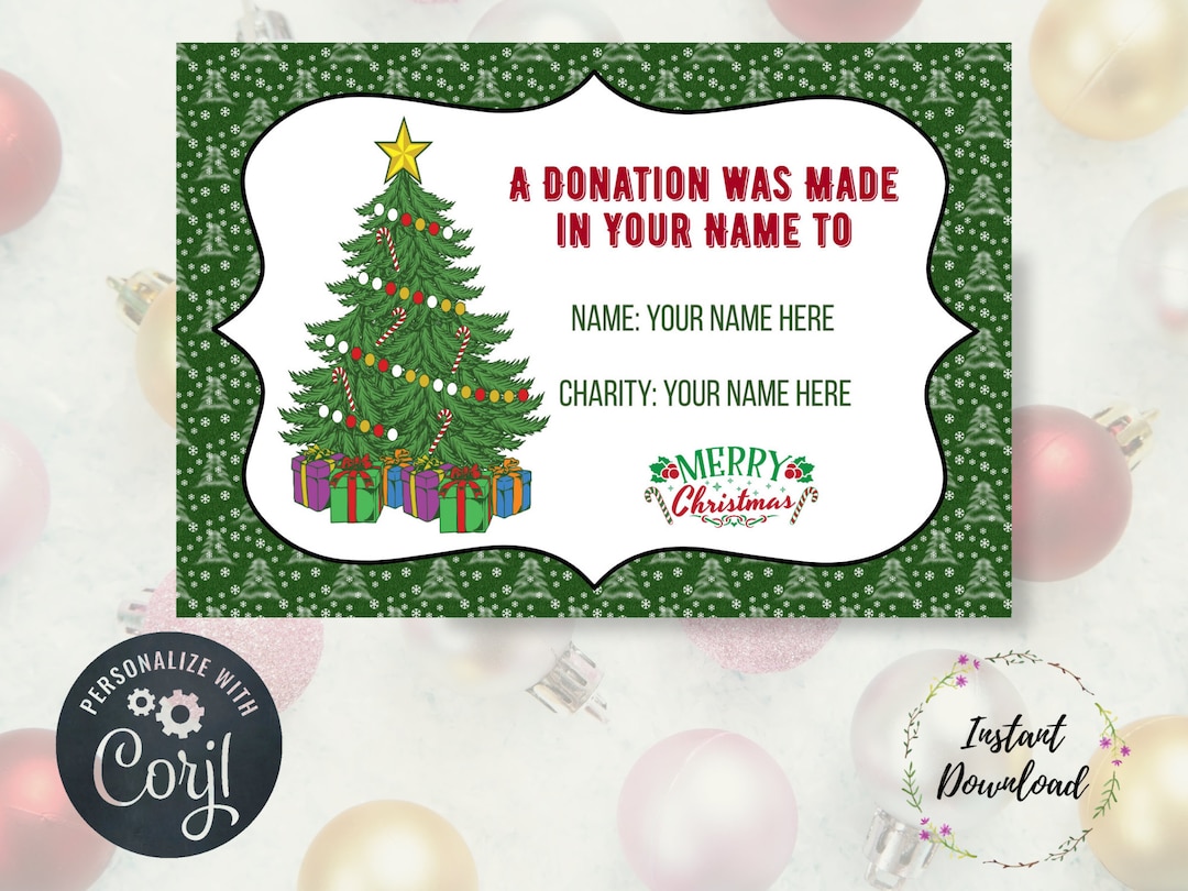 Editable Christmas Donation & Contribution Card, Christmas Charity ...